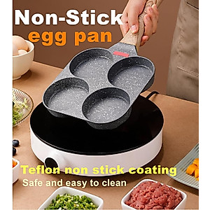 HUPECHAM 4-Cup Egg Pan Nonstick, and Healthy Granite Egg Frying Pan, Versatile Breakfast Skillet for Eggs, Pancakes, Plett, Crepes, Compatible with Gas Stove and Induction Cooktop