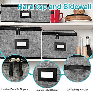 ouruer 5 PACK China Storage Containers-Quilted Mug Storage and Moving Boxes for Dishes,Dish Packing Supplies for Moving,Dinnerware &Accessories,Holds a total of 48 plates (4 sizes) and 12 cups(Grey)