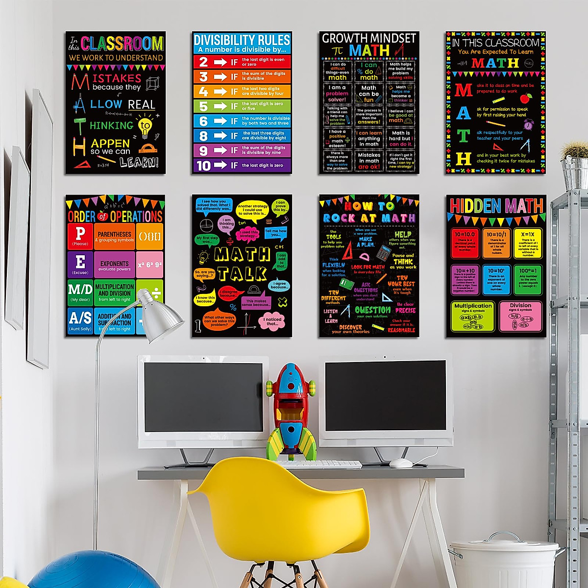 gisgfim 8 Pcs Math Posters Math Teacher Bulletin Board Posters Math Classroom Decorations For Elementary School Middle School High School Mathematics Education Banner Math Classroom Signs Must Haves