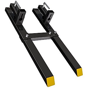 YITAMOTOR 60" 4000LBS Clamp on Pallet Forks Light Duty Forks for Tractor Loader Bucket with Adjustable Stabilizer Bar