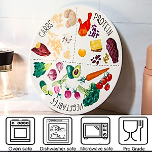 Viynran 10-Inch Ceramic Portion Control Plates for Weight Loss and Diabetes, Set of 2 Reusable Dishes, Microwave Safe