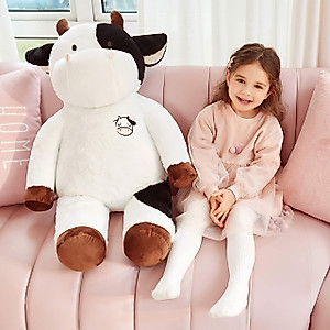 IKASA Giant Cow Stuffed Animal, 30 Inches Big Cow Plush Toy,Large Cute Jumbo Soft Toys,Huge Big Size Fluffy Plushy Fat Plushie,Gifts for Kids