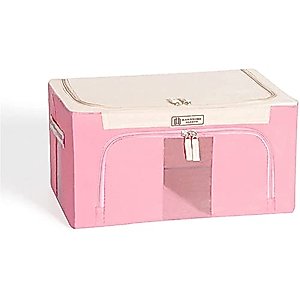 ZyHMW Large Foldable Clothing Storage Bags, 24L Clothes Storage Bins, Thick Fabric Closet Organizers and Storage (Color : Red) (Color : Pink)
