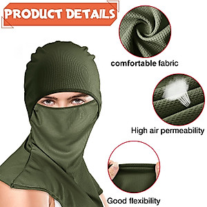 6 Pieces Balaclava Face Mask Cover Breathable Long Neck Covers for Men Women Outdoor Sports UV Sun Protection (Black, Gray, Blue, Navy Blue, Green, Brown)