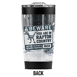 Logovision Jurassic World OFFICIAL Jurassic World Beware Raptor Country Stainless Steel 20 oz Travel Tumbler, Vacuum Insulated & Double Wall with Leakproof Sliding Lid