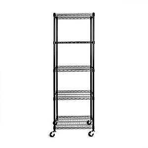 Seville Classics UltraDurable Heavy Duty NSF Solid Steel Wire Rack Storage Unit Organizer for Garage, Warehouse, Office, Restaurant, Classroom, Kitchen, 5-Tier Shelving, 24" W x 18" D, Black, 10 Count