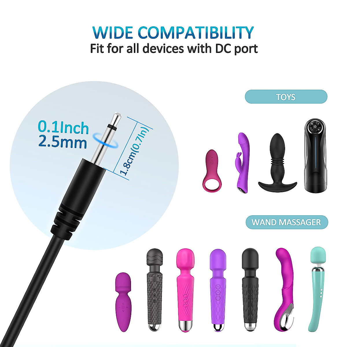 Bicmice 2.7Ft USB DC Charging Cable 2.5mm DC Charger Cord Fast Charging Replacement Cable-2 Pack