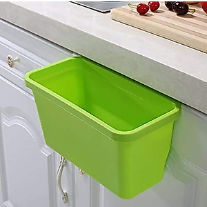 Liyhomez Pack of 2 Over The Cabinet Basket Wastebaskets, Multifuctional Hanging Trash Can Waste Bins Garbage Containers (Green, Blue, )