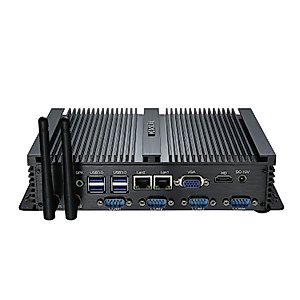 KINGDEL Powerful Mini Desktop Computer, Fanless Industrial PC, i5 Dual Core CPU, 4GB RAM, 128GB SSD, 2xNICs, 4xUSB 3.0, 4xCOM RS232, HD Port, Metal Case