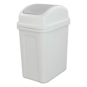 Asking 1.8 Gallon Small Trash Can with Swing-top Lid, Plastic Garbage Bin, Grey