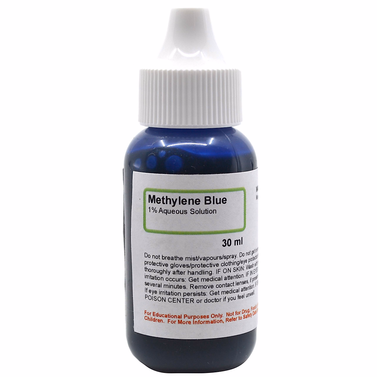 ALDON Innovating Science Methylene Blue 1% Aqueous Solution, 1 fl oz (30mL) Dropper Bottle - Methyl Blue Microscope Stain - The Curated Chemical Collection