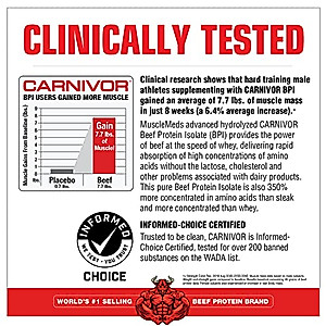 MuscleMeds, Carnivor Beef Protein Isolate Powder 56 Servings, Chocolate, 72 Ounce,4.19 Pound (Pack of 1),002542