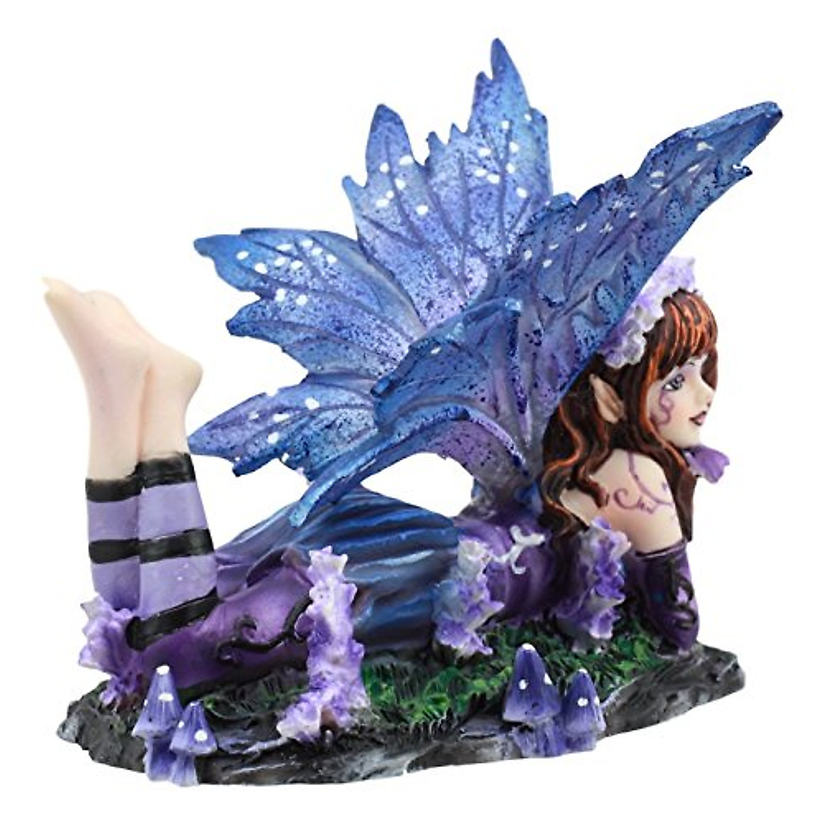 Ebros Fantasy Lavender Meadow Purple Girl Fairy Figurine 3.75" Long Faery FAE Pixie Garden Collectible Accessory