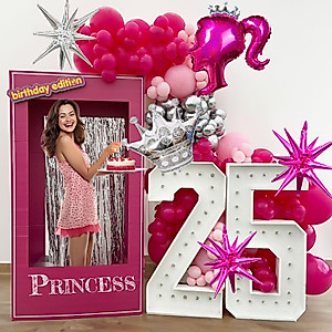 ECEAE Hot Pink and Silver Balloon Garland Kit 120 Pcs Pink Crow doll Balloons Set for Princess, Cowgirl, Disco Themes Perfect for Girls, Women, Adult Celebrations Birthdays Baby Showers decoration