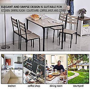 HOMCOM Modern Dining Table Set for 4, 5-Piece Kitchen Table Set, Rectangular Dining Table and 4 Chairs for Kitchen, Dining Room, Dinette, Breakfast Nook, Grey