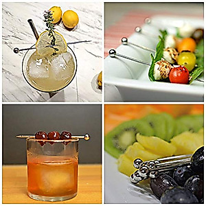 50 Pieces Stainless Steel Cocktail Picks Metal Martini Picks 4.3 inch