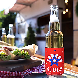 4th of July Decorations, 12PCS Beer Can Cooler Sleeves for Fourth of July Independence Day Decor, Insulated Collapsible USA Pattern Can Cover for Memorial Day Patriotic Party Supplies Outdoor Indoor