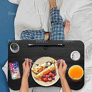 Lap Desk Laptop Stand for Bed, Non Slip Foldable Bed Desk for Laptop, Portable Laptop Desk for Lap Floor Bed Sofa with Cup Holder, Phone and Tablet Slot, Storage Drawer, Fits Up to 17.3 Inch Laptops