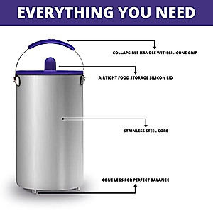 Ardent FX Accessories, Vessel - Airtight, Stainless Steel Food Storage Container - Perfect Storage Solution - Multi-Purpose Container - Food-Safe Jar, Rust-Resistant with Collapsible Silicone Handle