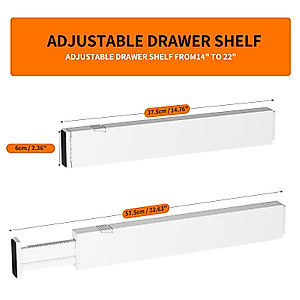 Canfanni Drawer Dividers 3 Pack, 2.36" High, 14.76-22.6" Adjustable Drawer Divider for Clothes, Plastic Dresser Organizer for Bedroom, Closet, Clothes, Office, Kitchen Storage