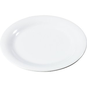 Carlisle FoodService Products Sierrus Reusable Plastic Plate with Narrow Rim for Buffets, Restaurants, and Homes, Melamine, 9 Inches, White, (Pack of 24)