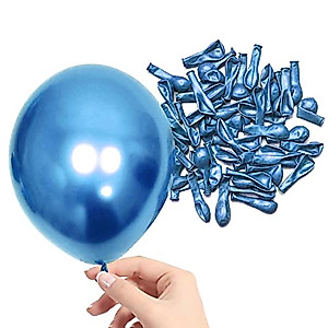Metallic Chrom Blue Party Balloons 50 PCS 5 Inches Latex Balloons for Birthday arty (Blue)