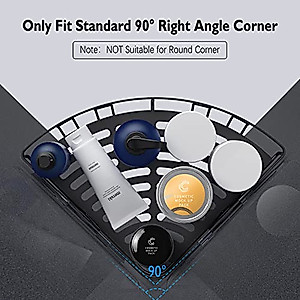 Kerisgo Corner Shower Caddy, 2 Pack Adhesive Bathroom Shower Corner Organizer Shelf, No Drilling Rustproof Wall Mounted Shower Storage Rack Shampoo Holder Organizer (Black)