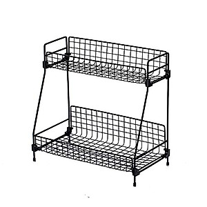 kaileyouxiangongsi 2-Tier Bathroom Countertop Organizer -Cosmetic Organizer- Makeup Organizer Holder for Bathroom -Kitchen Organizer Storage Wire Shelves Basket (Black)