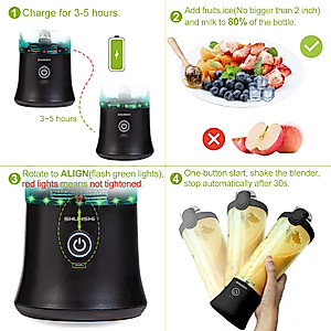 2 Portable Blender, Personal Size Blender for Shakes and Smoothies with 6 Blades Mini Blender 20 Oz for Kitchen,Home,Travel(Pink+Black)