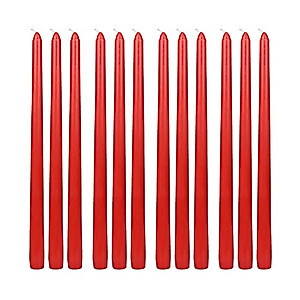 Zest Candle 12-Piece Taper Candles, 12-Inch, Ruby Red
