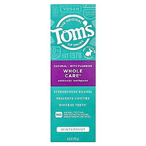 Tom's of Maine Whole Care Natural Toothpaste with Fluoride, Wintermint, 4 oz. (Packaging May Vary)