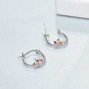 VONALA French Bulldog Hoop Earrings 925 Sterling Silver Cute Animal Dog Jewelry Birthday Gifts for Women (French Bulldog)