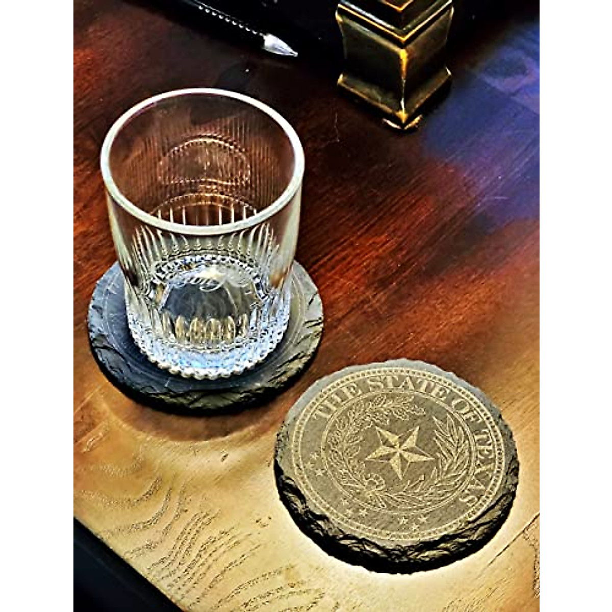 Texas State Seal, Texan Gifts, HANDCRAFTED Texas Lonestar Coasters, Wedding Gift, Texan Coasters, 4" Texas State Seal Coasters, Set of 4