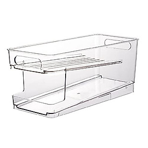 CHBC Fridge Bin BPA-Free Plastic Beverage Can Organizer Without Lid, Clear, 13.39in x 15.3in x 5.31in