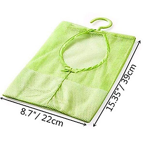 DurReus Multipurpose Clothespin Bag with Hanger Pink Blue Green Hanging Mesh Drying Bag Laundry Shower Caddy Kitchen Bathroom Storage Organizer 3 Pack