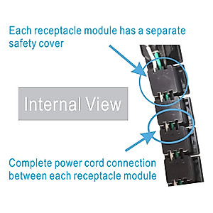 WatchfulEyE WTH-CS/PDU-US 125V/15A Heavy Duty Metal 1U Rack Mount Basic PDU Power Strip 10 ft Extension Cord Integrated Circuit Breaker