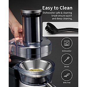 GDOR Powerful 1200W Juicer with Larger 3.2" Feed Chute, 45oz Large Juice Jug, Centrifugal Juice Extractor Maker with Titanium Enhanced Cutting System, Dual Speeds, BPA-Free, Silver