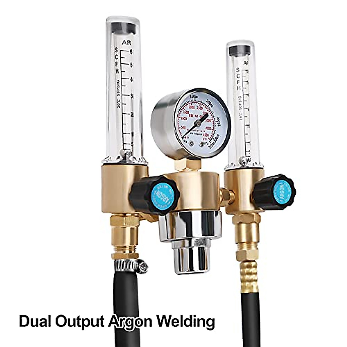 BETOOLL Argon/CO2 MIG TIG Flow Meter Gas Regulator Gauge 0-60 SCFH 0-4500 Psi CGA580 Inlet Connection