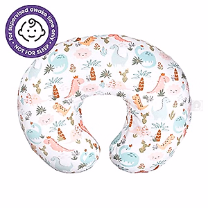 Boppy Original Support Nursing Pillow, Blush Pink Dinosaurs, Ergonomic Breastfeeding, Bottle Feeding, and Bonding, Firm Hypoallergenic Fiber Fill, Removable Cover, Machine Washable