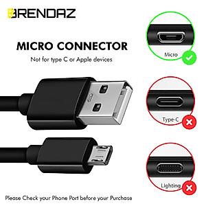 BRENDAZ Micro USB Cable (2-Pack) USB-A to Micro USB Fast Charging Cord, Compatible with Kindle Fire HD Tablet, PS4, X-Box One S X, Galaxy S6, S7 Edge J7, Note 5 4, Android Charging Cord (3-Feet)