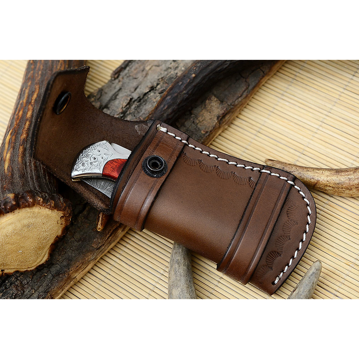 ALZAFASH Leather Knife Sheath, EDC Belt Knife Case Holder, Knife Holster for Belt, Pocket Knife Sheath for Folding Knives (Color:Brown)