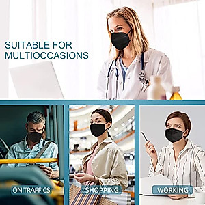 CHGD Kn95 Face Mask Black,5 Layer Cup Dust Safety Masks Men & Women Universal,Breathable, Comfortableable,Home and Outdoor Wearing (Black-60pcs)