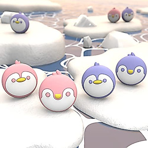 PlayVital Penguin Joystick Caps for Nintendo Switch, Thumbstick Caps for Switch Lite, Analog Cover for Switch OLED Joycon Thumb Grip Caps for Switch & Switch Lite & Switch OLED - Light Violet