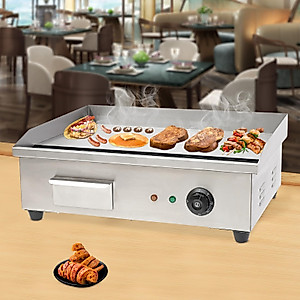 Professional Electric Griddle Commercial Electric Griddle Flat Top Grill Hot Plate Commercial Grill BBQ Electric Countertop Griddle for Restaurant Kitchen 548x350mm 110V