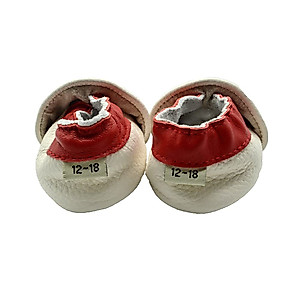 iEvolve Baby Leather Shoes Soft First Walker Shoes Crib Shoes Moccasins for Toddlers(Red Owl, 12-18 Months)