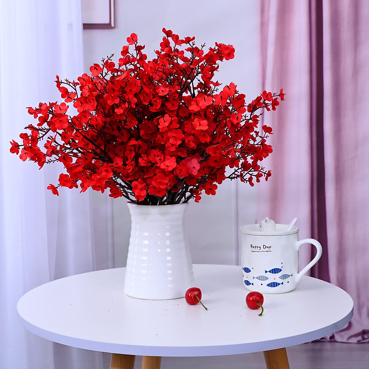 Blue Flowers 6 Bundle Babys Breath Artificial Flowers for Decoration Babies Breath Bouquets Fake Flowers Silk Flowers Gypsophila for Christmas Centerpiece Arrangement Home Wedding Party Garden Decor