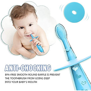 Lila Toddler Toothbrush, Training Baby Toothbrush Silicone 2 Pack, Infant Extra Soft/Tough Bristles, Anti-chocking/Anti-Fall Design, 100percent Food Grade Silicone, BPA/PVC, Unisex Count(Pack of 1)