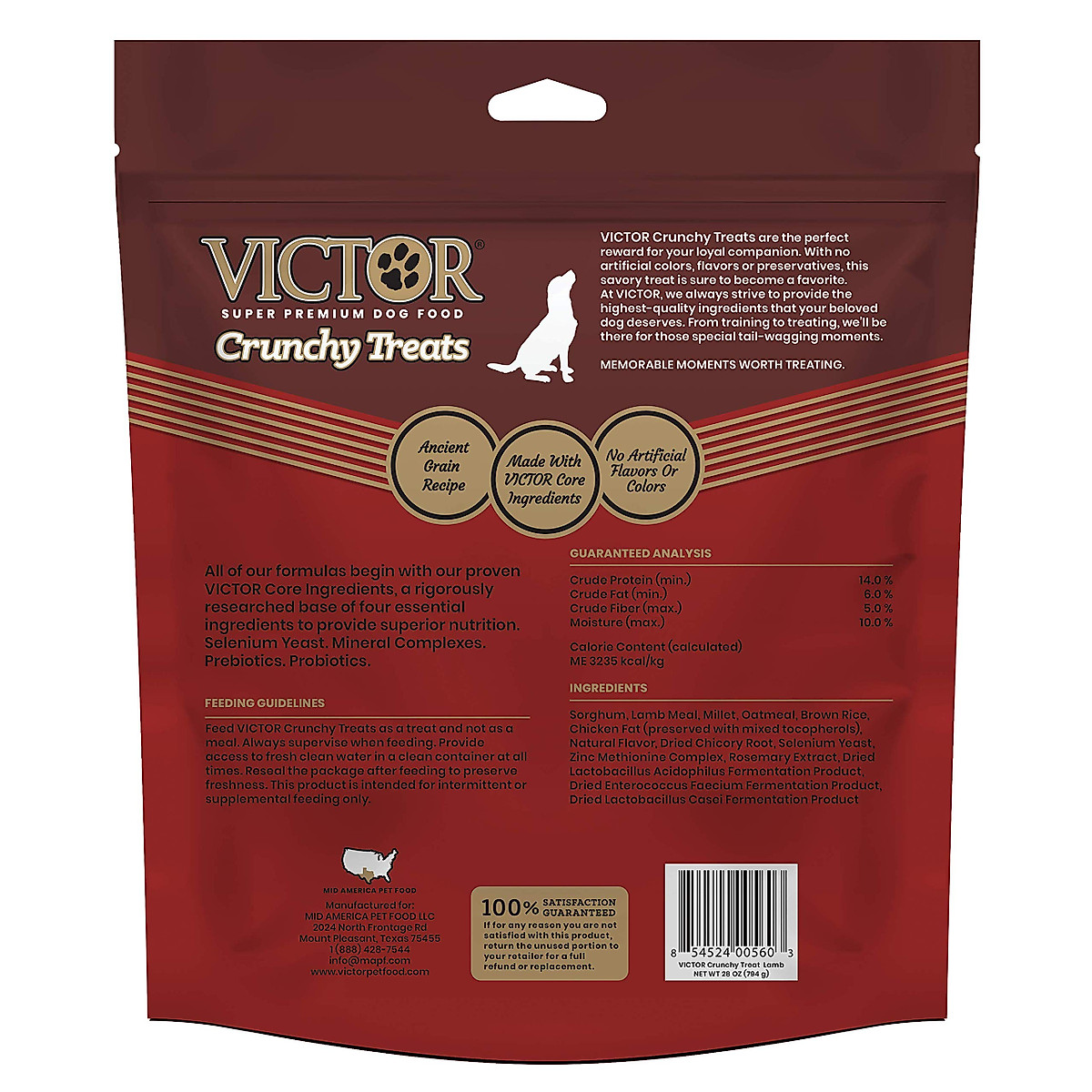 Victor Super Premium Dog Food – Classic Crunchy Dog Treats with Lamb Meal – Gluten-Free Treats for Small, Medium and Large Breed Dogs, 28oz