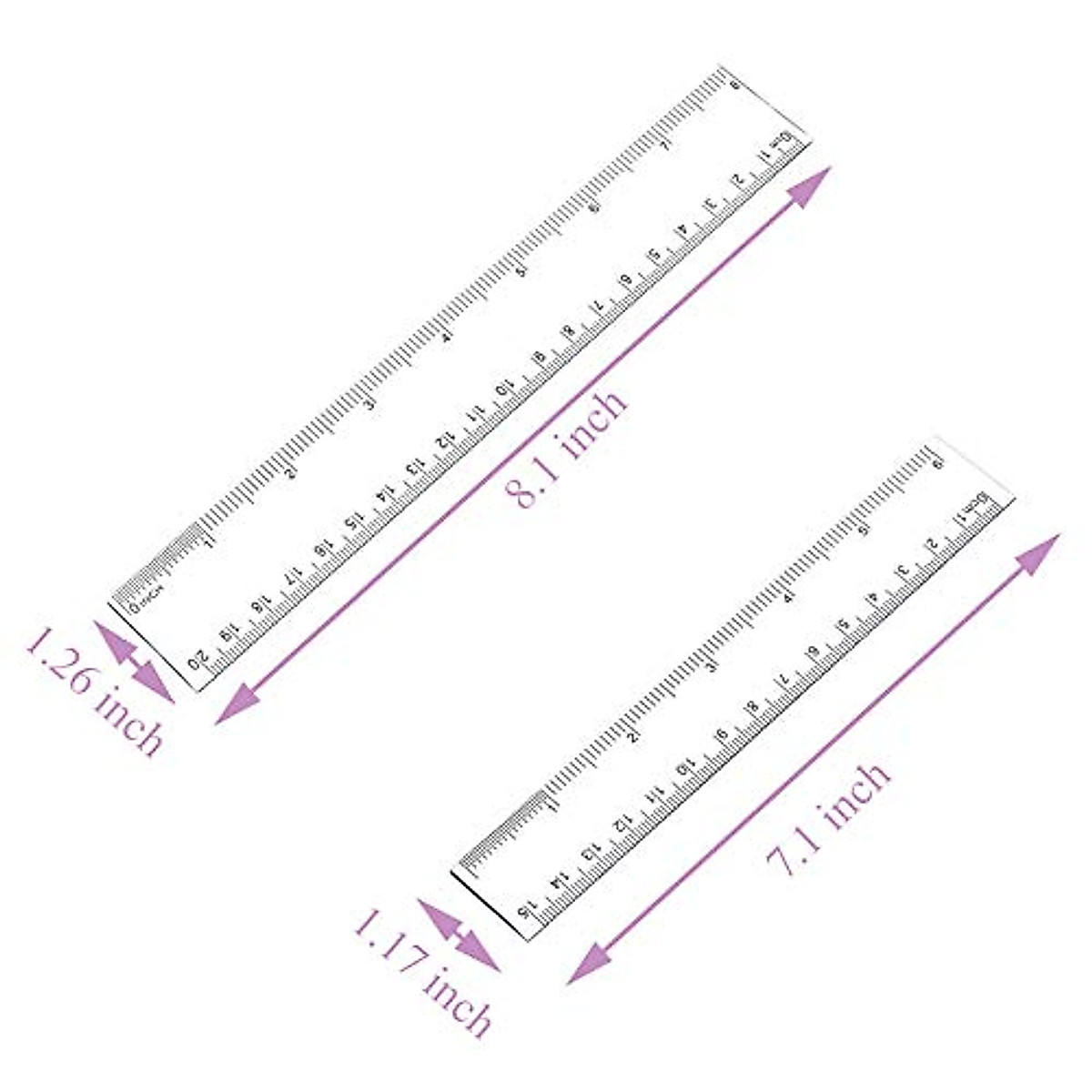 Sowaka 2 Pcs Ruler Plastic Clear Sraight Measuring Tool 6 Inch 8 Inch Transparent Drafting Tools for Kids Students Classroom Home School Classroom Painting (6 inch - 8 inch)