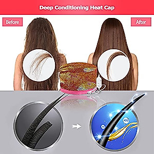 VICARKO Hair Steamer Thermal Heat Cap Deep Conditioning Natural Black Hair Scalp Treatment Spa Hot Head Care Electric for Home Use Orange Glittery